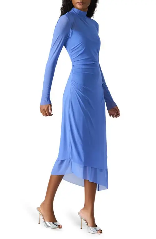 Steve Madden Blare Long Sleeve Mesh Midi Dress - Cobalt