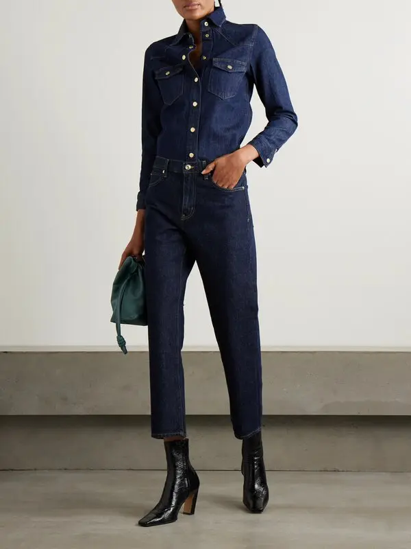 FRAME The Hang Cropped Straight-leg Jeans - Blue