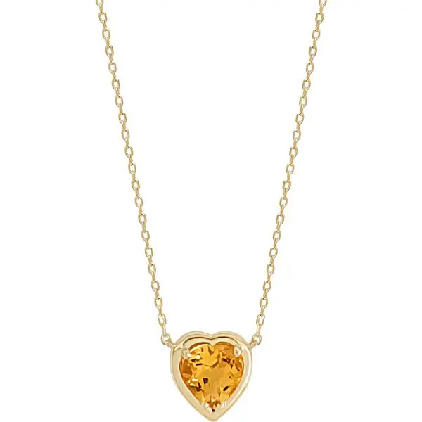 Bony Levy 14k Gold Citrine Heart Pendant Necklace - 14ky Pink/ Purple Stone