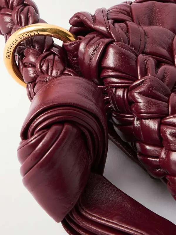 Bottega Veneta Kalimero Città Small Intrecciato Leather Shoulder Bag - Burgundy