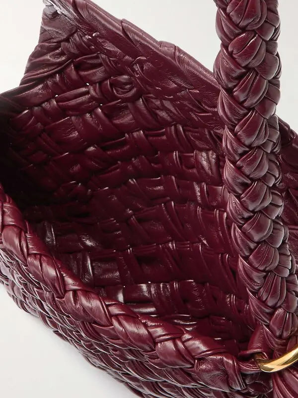 Bottega Veneta Kalimero Città Small Intrecciato Leather Shoulder Bag - Burgundy