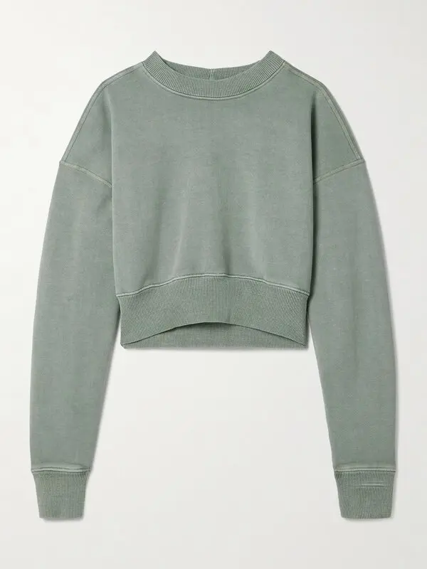 SLVRLAKE Cropped Cotton-jersey Sweatshirt - Green