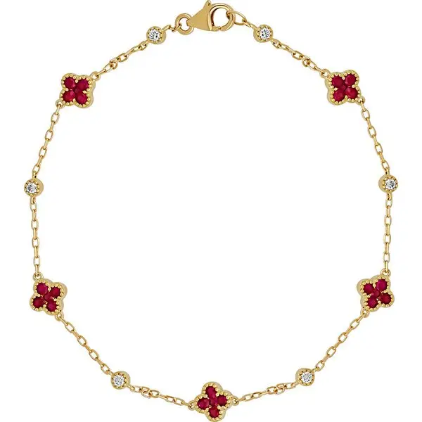 Bony Levy El Mar Gemstone & Diamond Station Bracelet - 18k Yellow Gold Ruby
