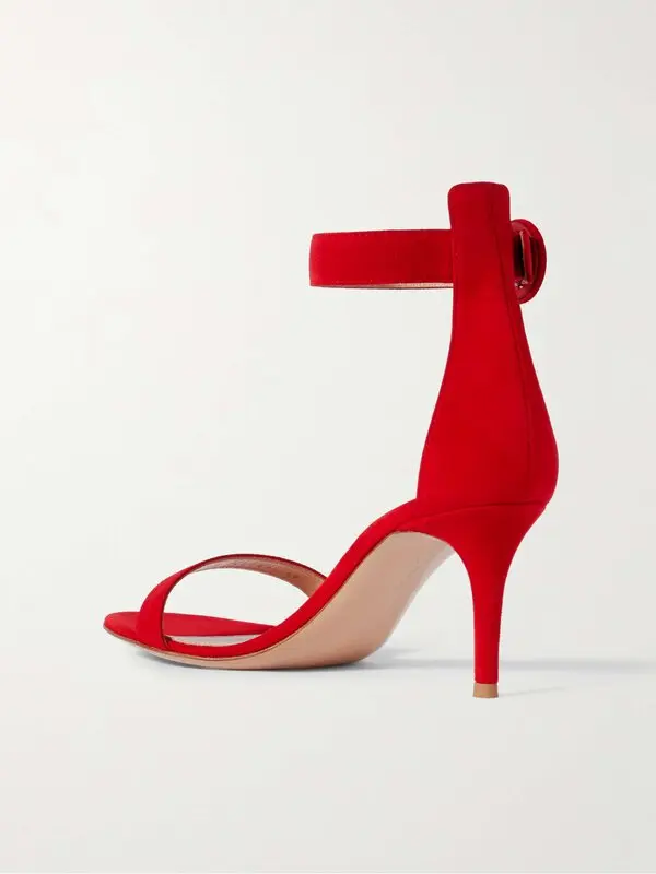 GIANVITO ROSSI Portofino 70 Suede Sandals - Red