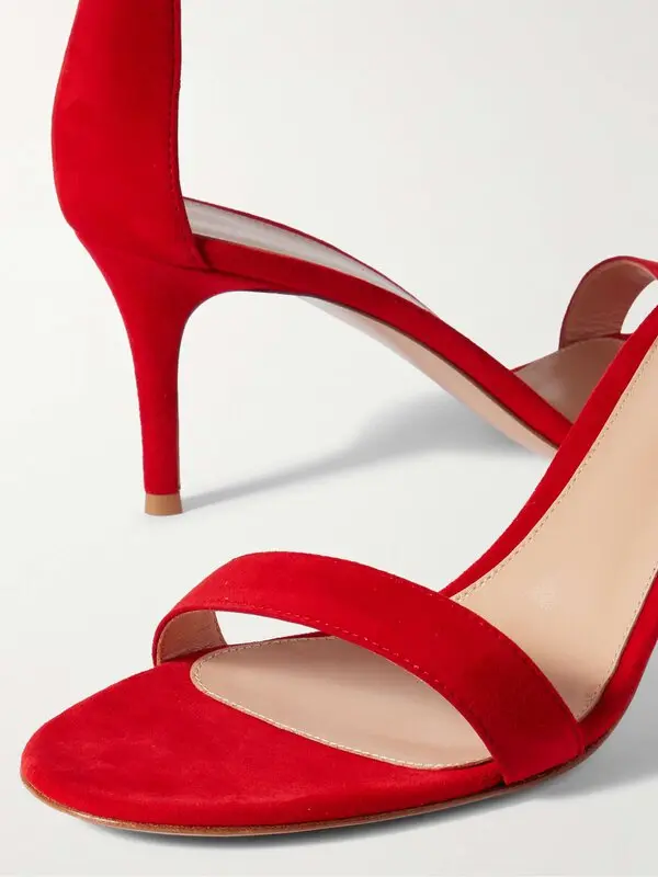 GIANVITO ROSSI Portofino 70 Suede Sandals - Red
