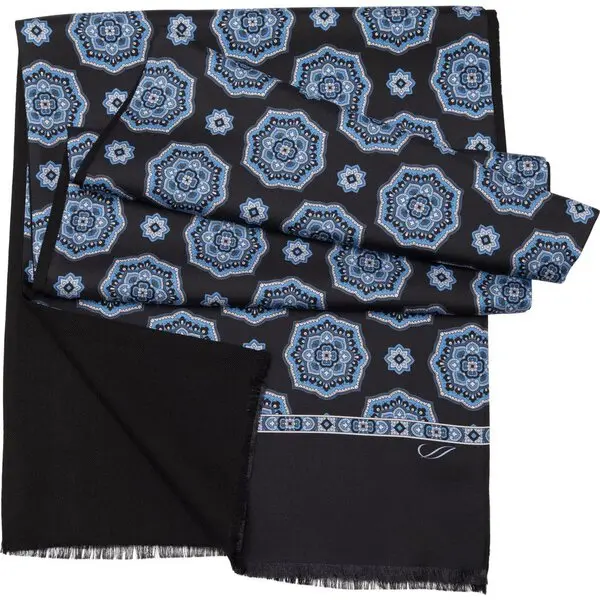 ELIZABETTA Jovewool Backed Silk Scarf For - Blue And Black