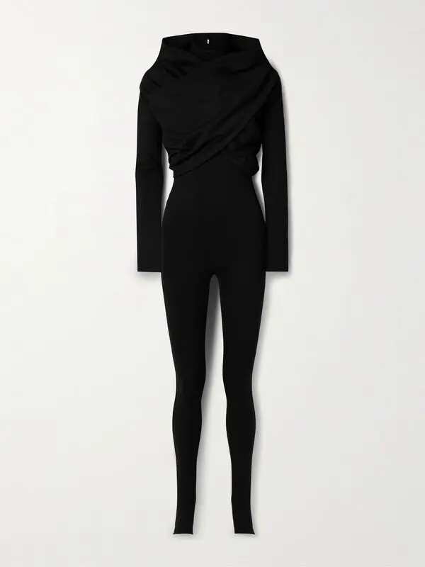 SALON 1884 Nova Convertible Silk-jersey Turtleneck Jumpsuit - Black