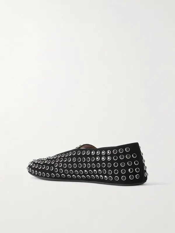 Alaïa Crystal-embellished Suede Ballet Flats - Black