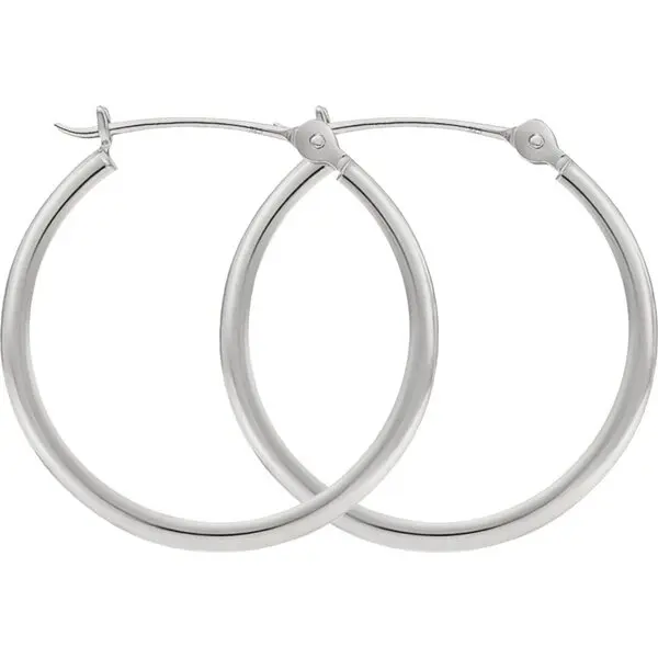 DONATELLO GIAN Name' Sterling 35mm Hoop Earrings - Silver