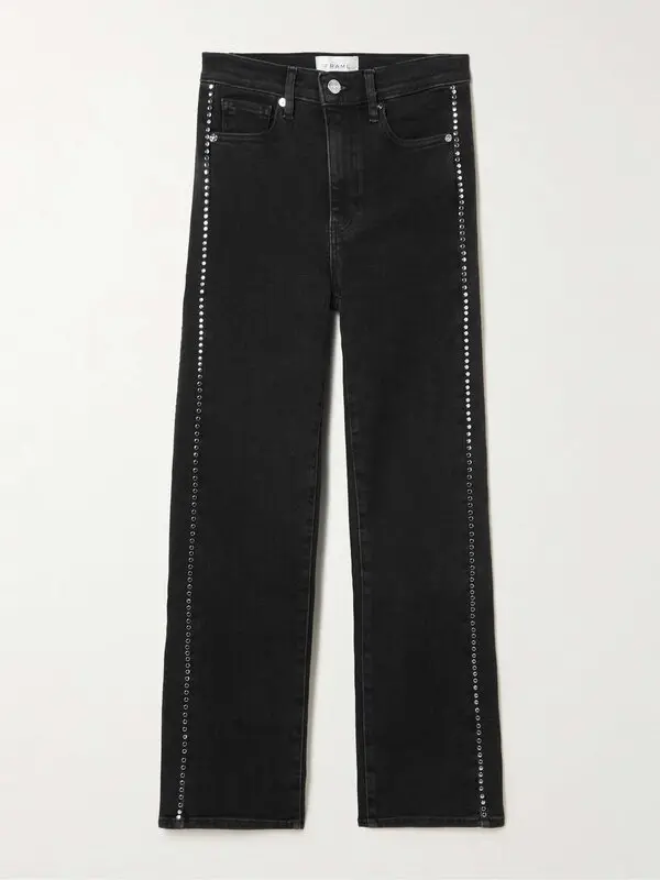 FRAME Le Sleek Embellished Jeans - Black