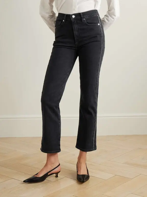 FRAME Le Sleek Embellished Jeans - Black