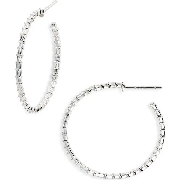 Lana Jewelry 14k Gold Diamond Hoop Earrings - White Gold