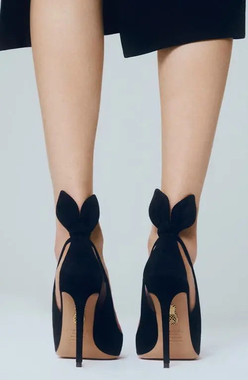 AQUAZZURA Bow Tie Pointed Toe Pump - Black