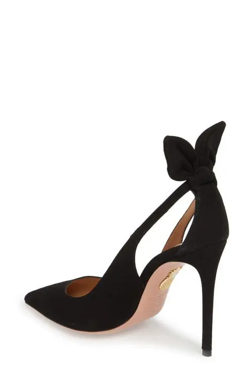 AQUAZZURA Bow Tie Pointed Toe Pump - Black