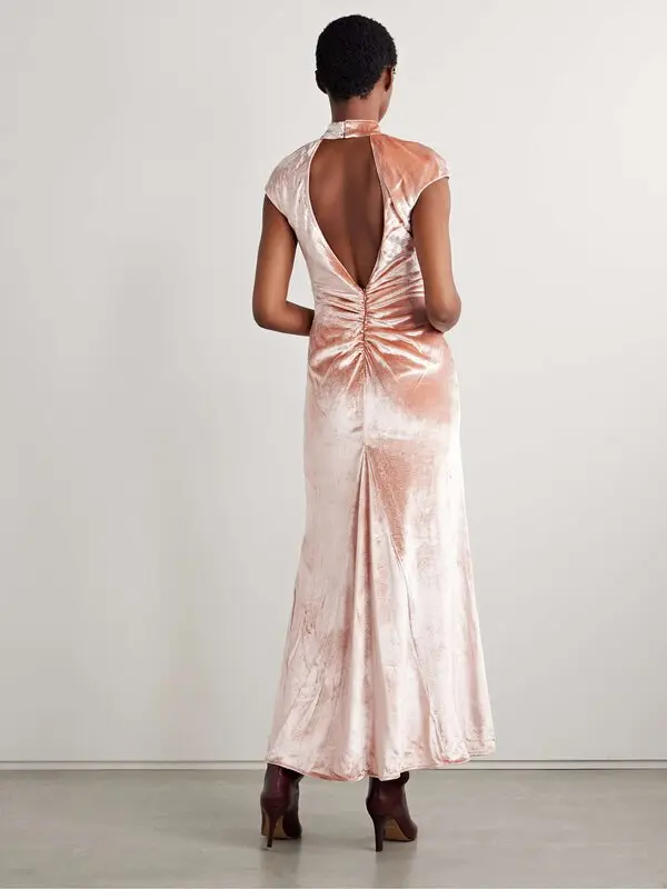 Staud Tina Velvet Gown - Pink
