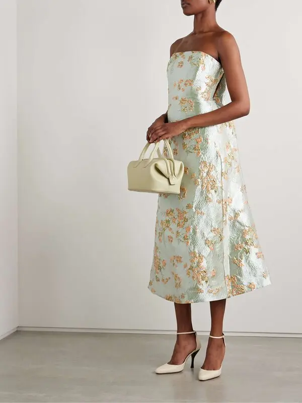 green emerald velvet dress Eloise Strapless Brocade Midi Dress by Mac Duggal main image 1