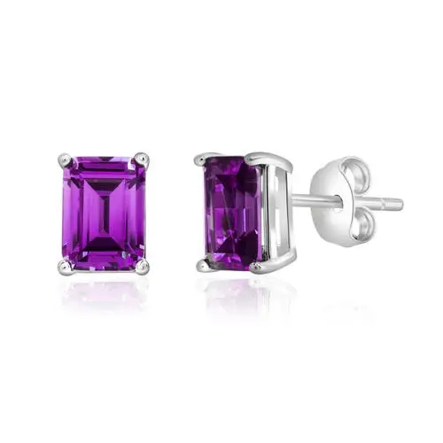 DONATELLO GIAN Sterling Silver Amethyst Stud Earrings - Purple