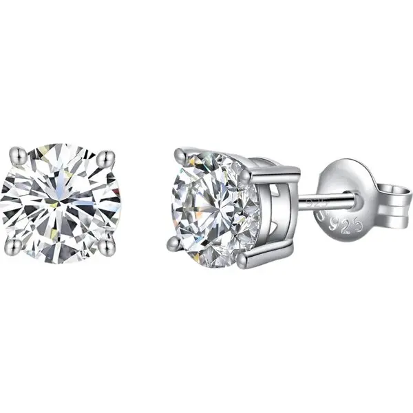 DONATELLO GIAN Sterling Moissanite Stud Earrings - Silver
