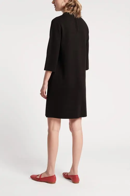 Frances Valentine Annie Merino Wool-Blend Mini Dress With Floral AppliquS  - Black/Oyster | Editorialist