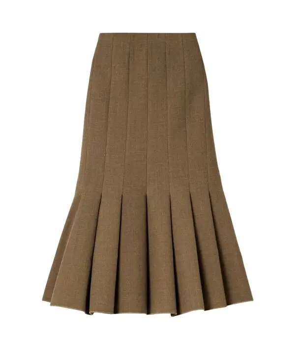 Carven Pleated Wool-twill Midi Skirt