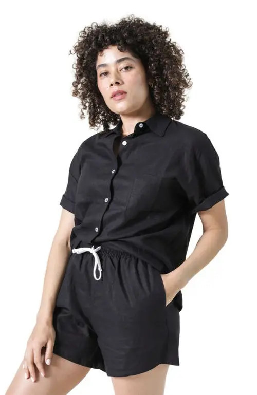 POPLINEN Rita Linen Shorts - Black