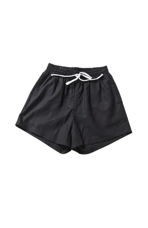 POPLINEN Rita Linen Shorts - Black