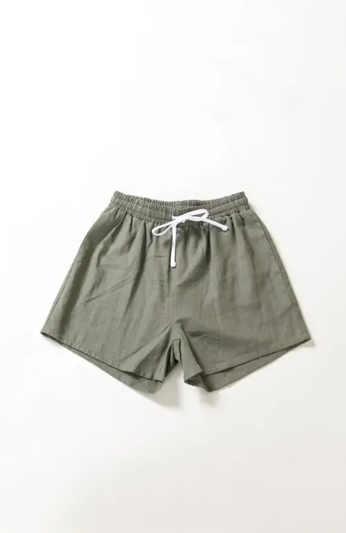 POPLINEN Plus Rita Linen Shorts - Olive