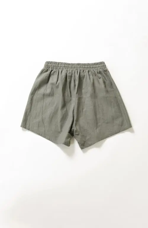 POPLINEN Plus Rita Linen Shorts - Olive