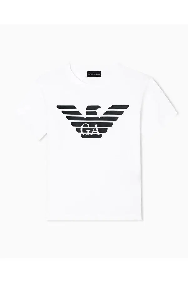 Emporio Armani Organic-jersey T-shirt With Logo Print - White