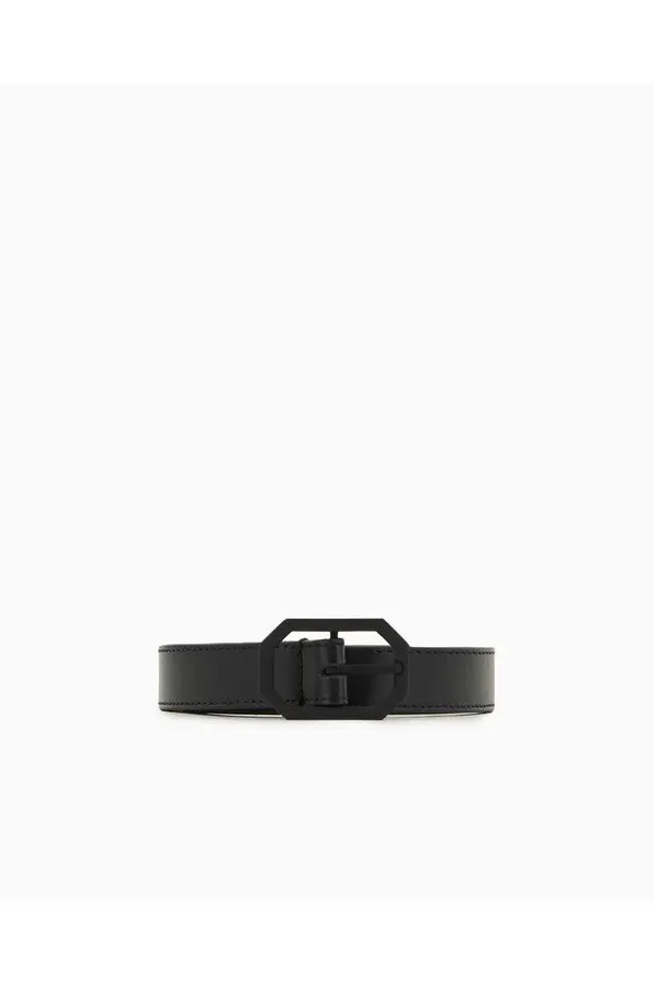 Emporio Armani Smooth Leather Belt - Black
