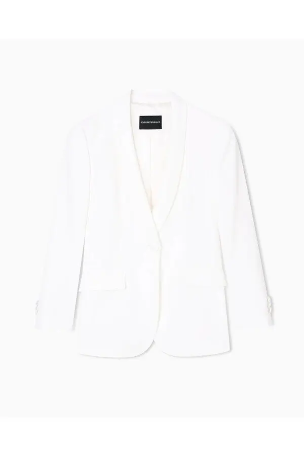 Emporio Armani Single-breasted Blazer In Envers Satin - White