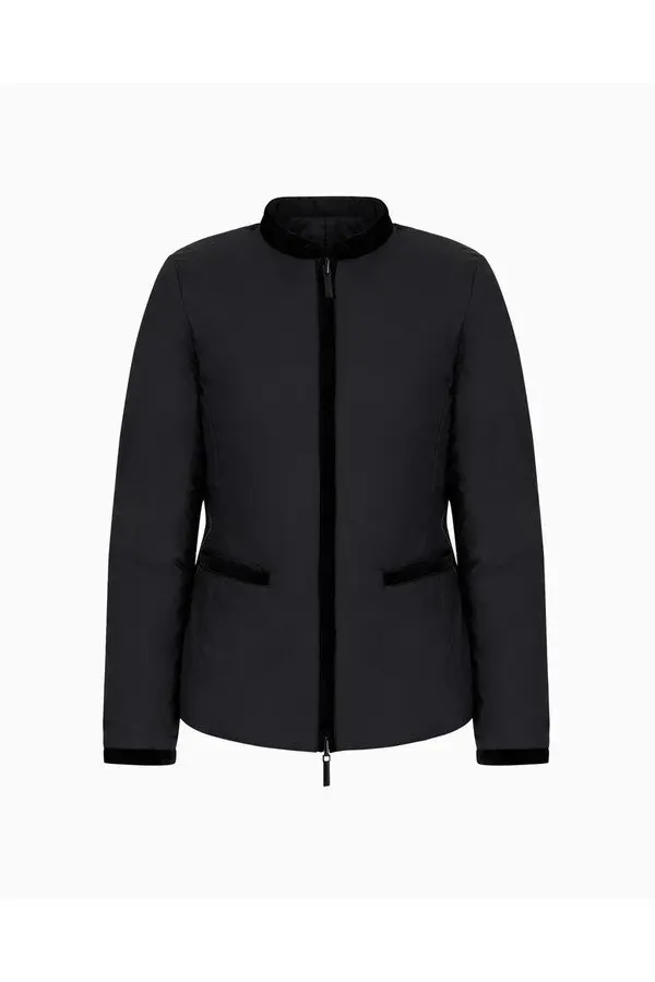 Emporio Armani Nylon Guru-collared Reversible Jacket - Black
