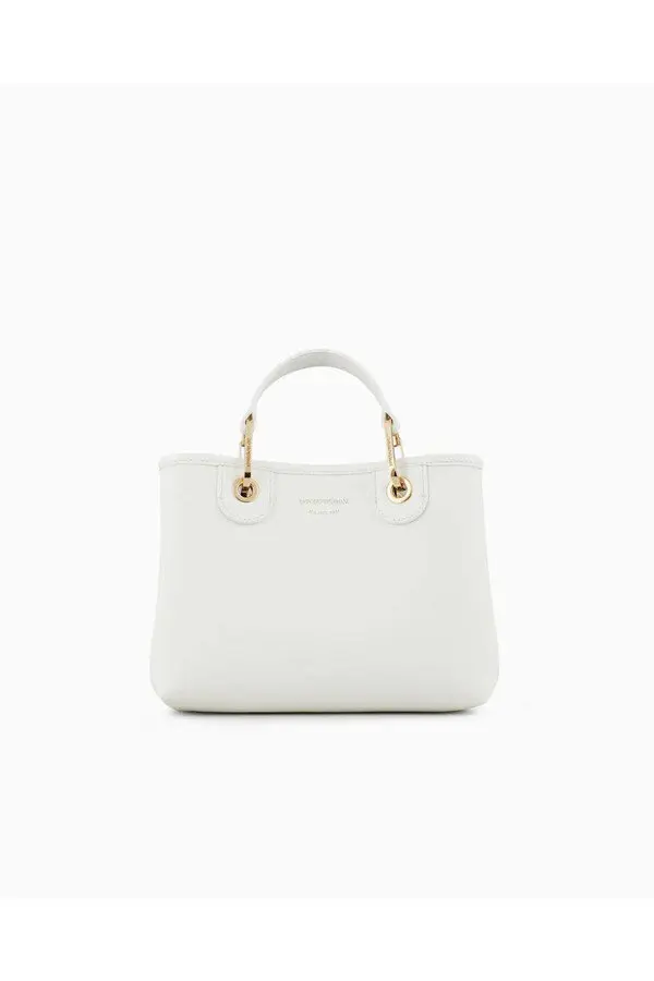 Emporio Armani Small Myea Deer Print Shopper Bag - White