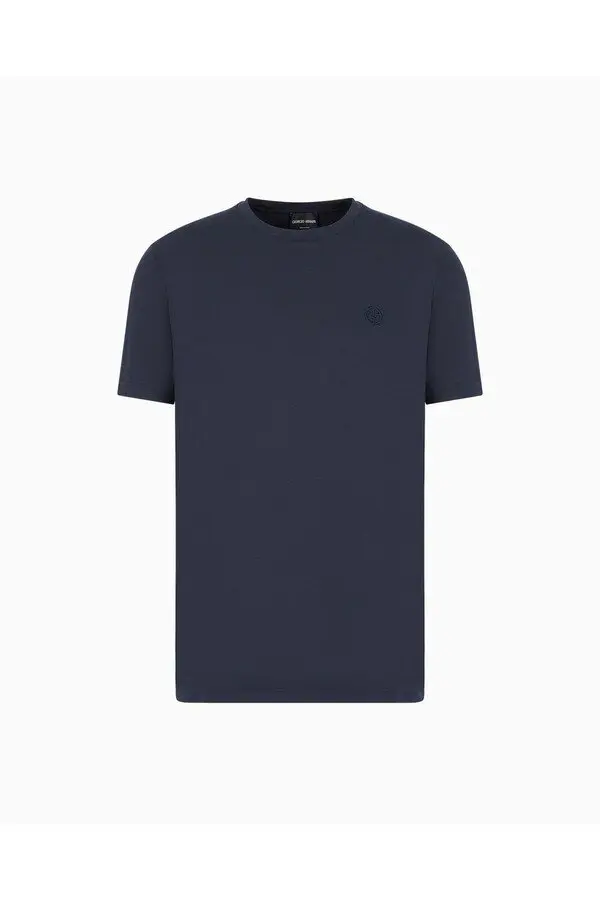 Giorgio Armani Stretch-jersey Loungewear Short-sleeved T-shirt - Blue