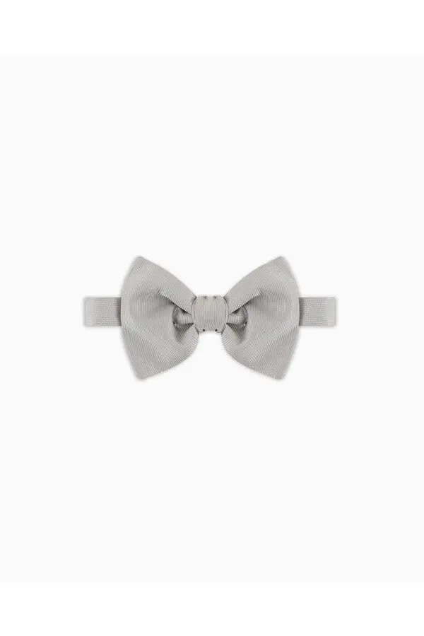 Giorgio Armani Pure Silk Knotted Bow Tie - Silver