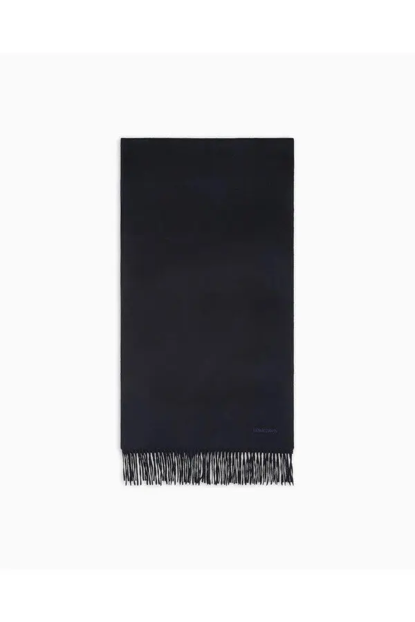 Giorgio Armani Cashmere Stole With Fringing - Blue