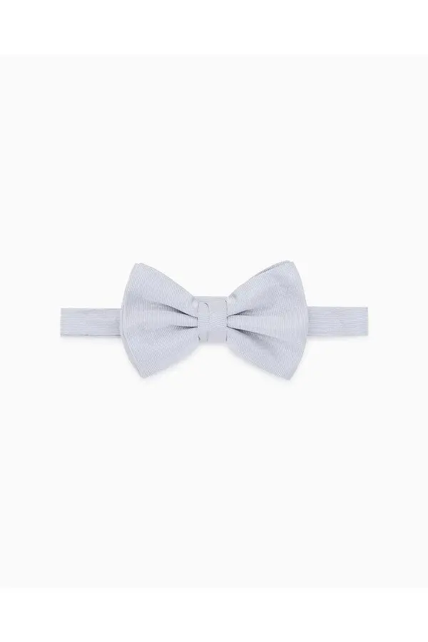 Giorgio Armani Pure Silk Knotted Bow Tie - Silver