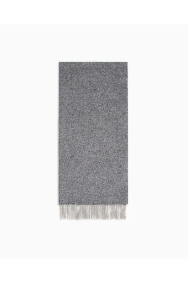 Giorgio Armani Cashmere Scarf With Embroidered Logo - Grey