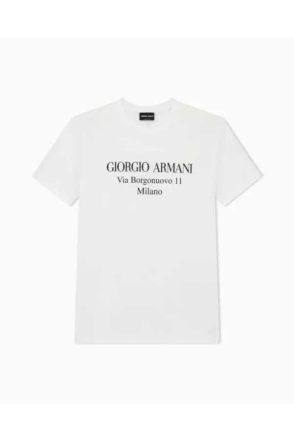 Giorgio Armani Jersey T-shirt In Pima Cotton With A Front Print - White