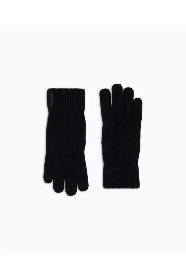 Giorgio Armani Cashmere Knit Gloves - Blue