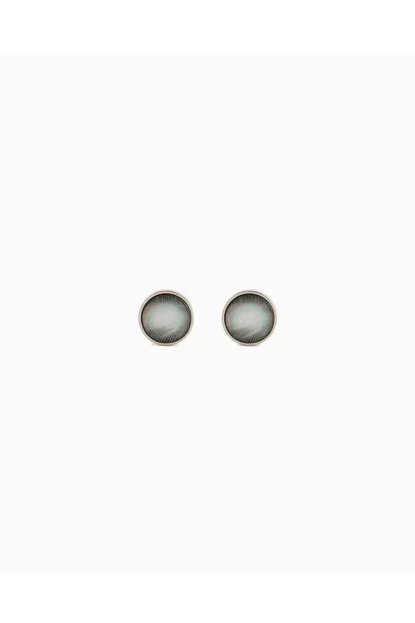 Giorgio Armani Sterling Silver And Mother Of Pearl Round Cufflinks - Grey