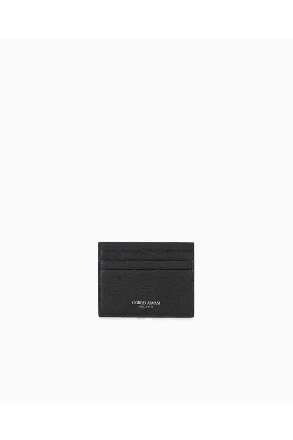 Giorgio Armani Leather Card Holder - Black