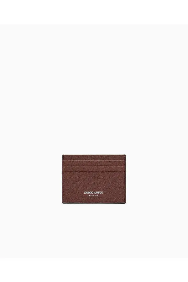 Giorgio Armani Leather Card Holder - Brown