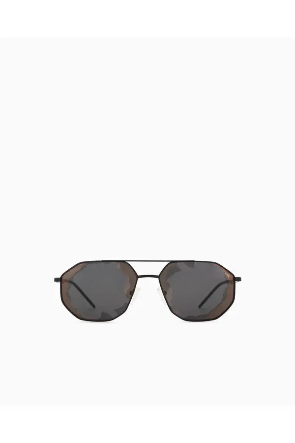 Emporio Armani Irregular Sunglasses With Metal Frame - Black