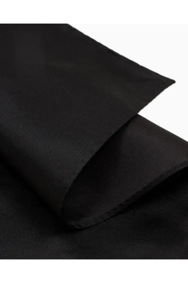 Emporio Armani Pure Silk Pocket Square With Jacquard Micro-motif - Black