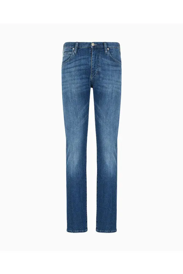 Emporio Armani J45 Regular-fit Jeans In Melange Twill 10 Oz Comfort Denim - Blue