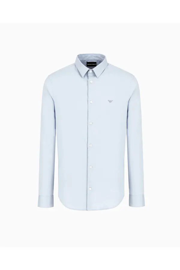 Emporio Armani Stretch Nylon-blend Shirt - Blue