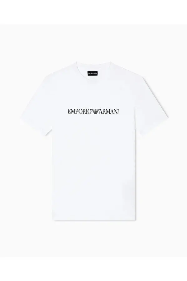 Emporio Armani Pima-jersey T-shirt With Logo Print - White
