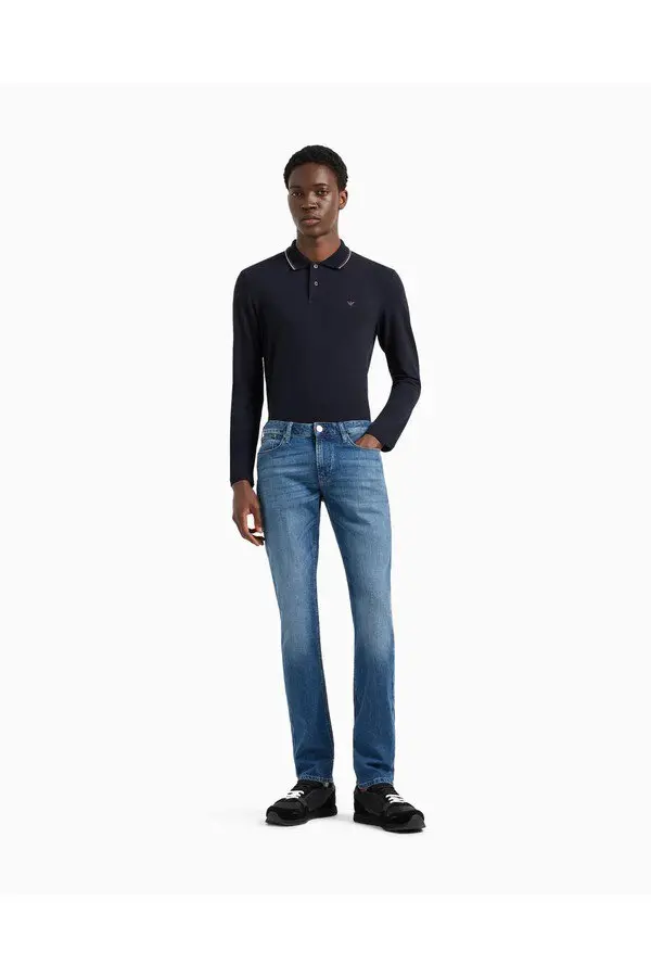 Emporio Armani J06 Slim-fit Twill-melange Jeans - Blue