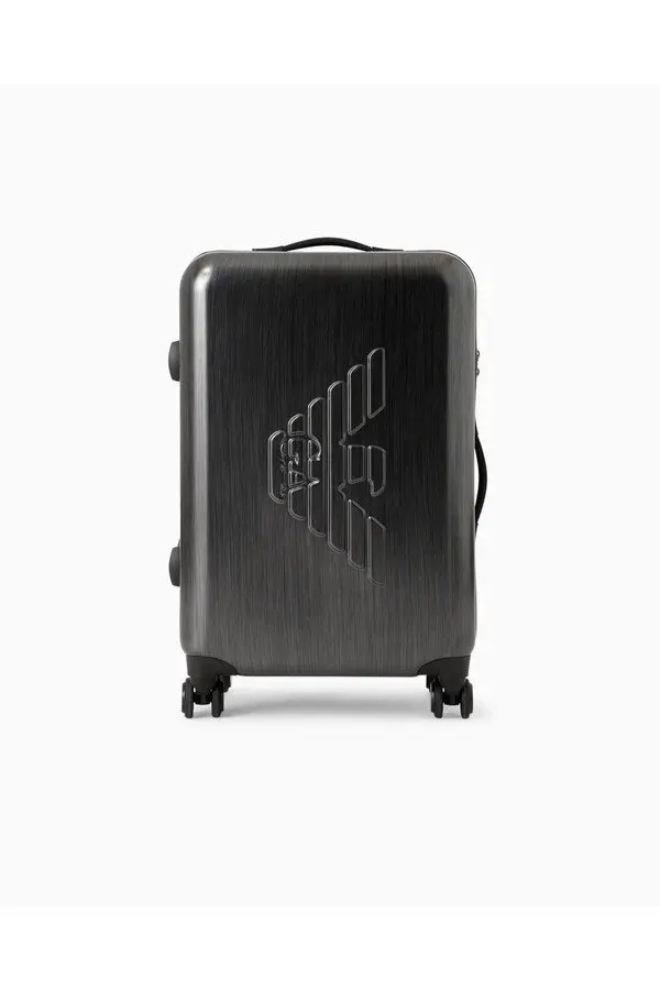 Emporio Armani Abs Trolley Suitcase With Embossed Eagle - Grey